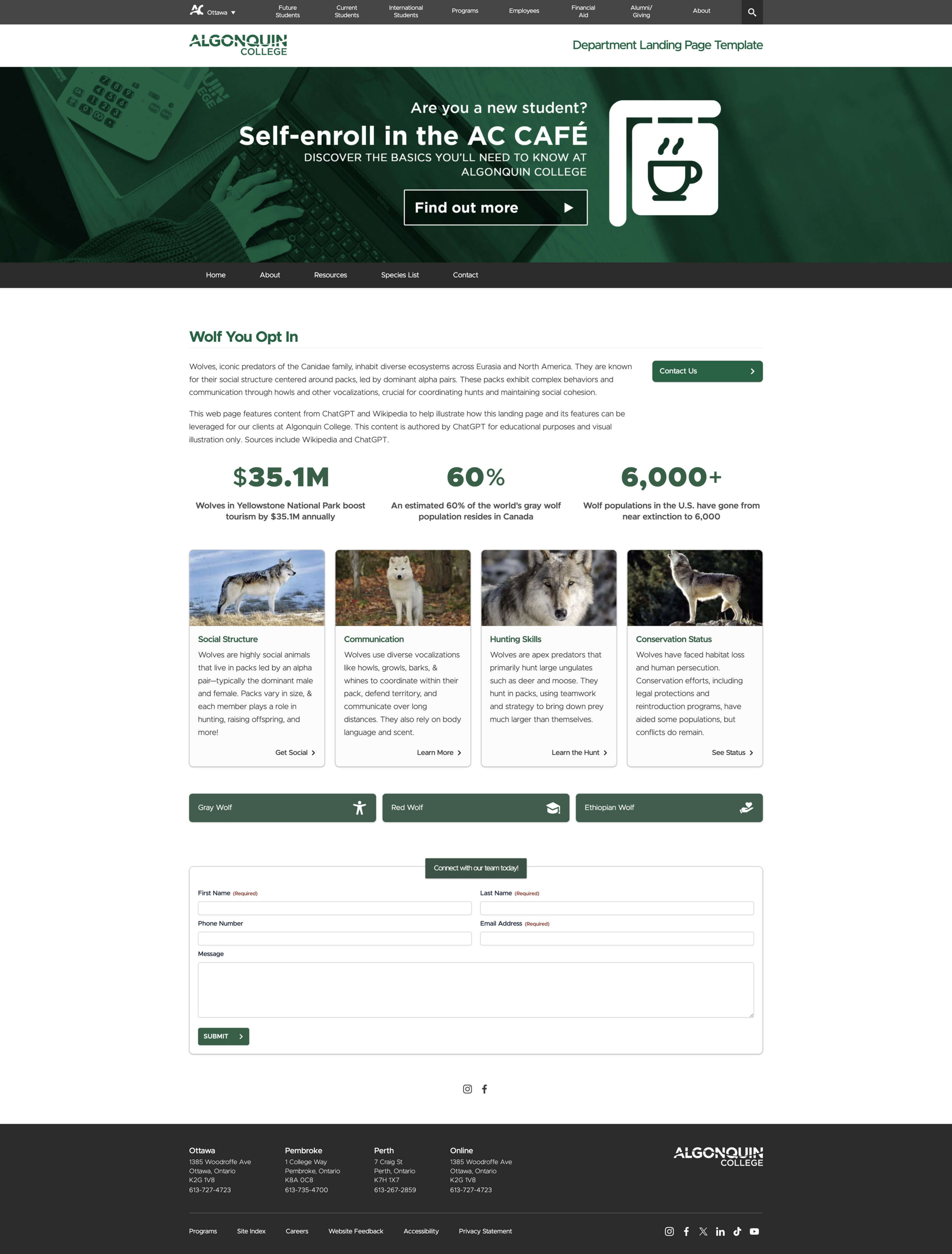 New Department Website Template Opt-In - Marketing Department