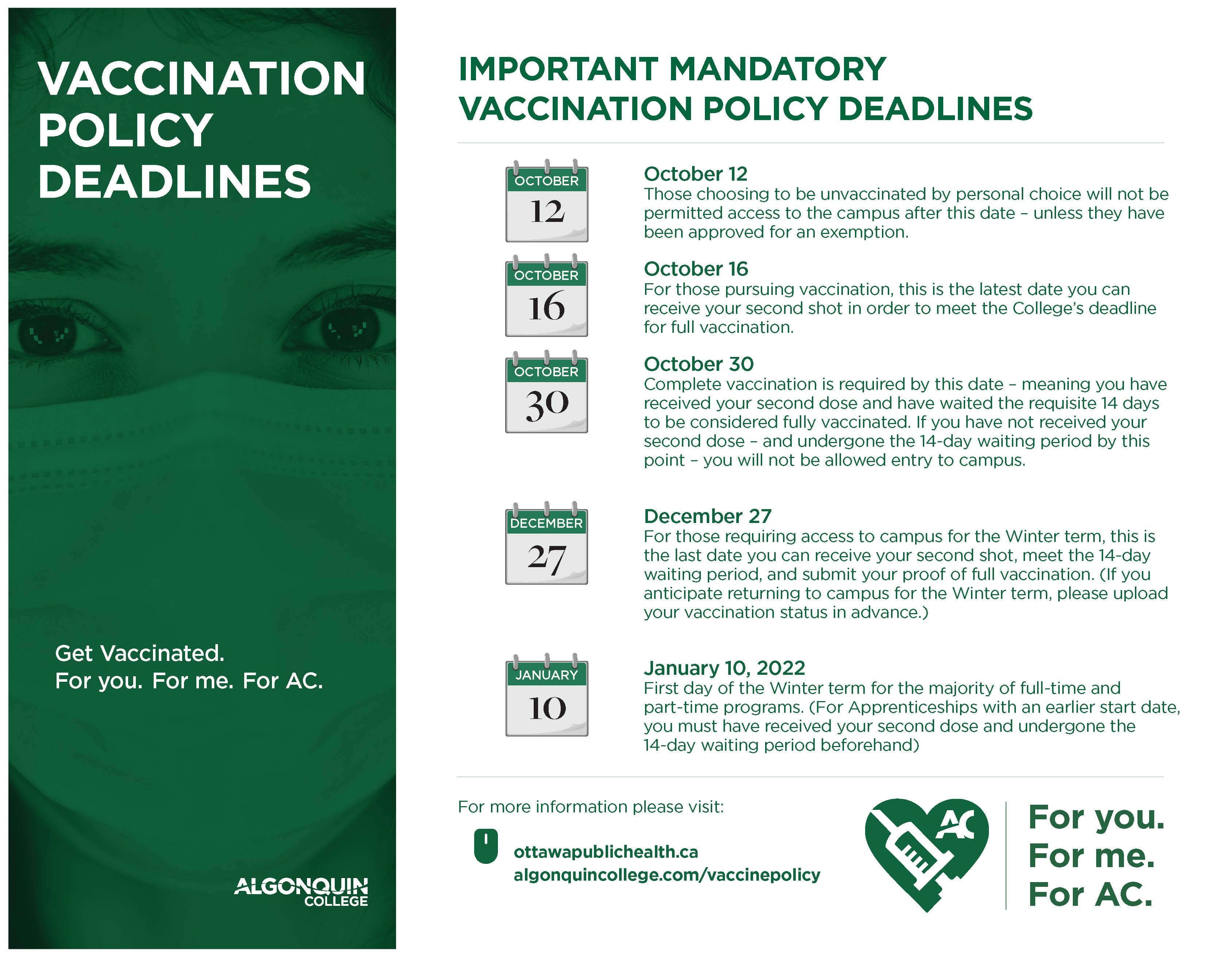 Important Vaccination Policy Deadlines | AC Blog