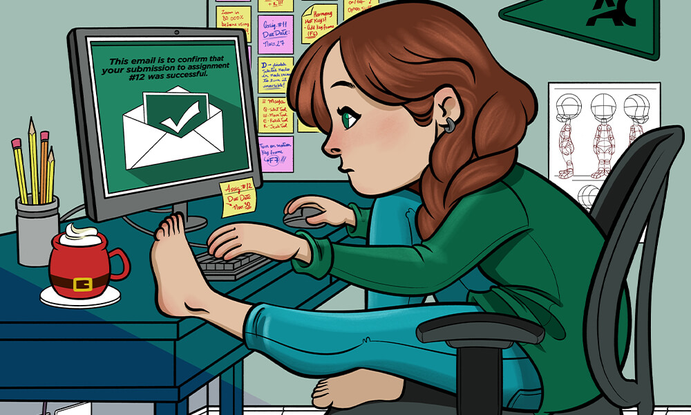 Proper Posture At Desk With Student