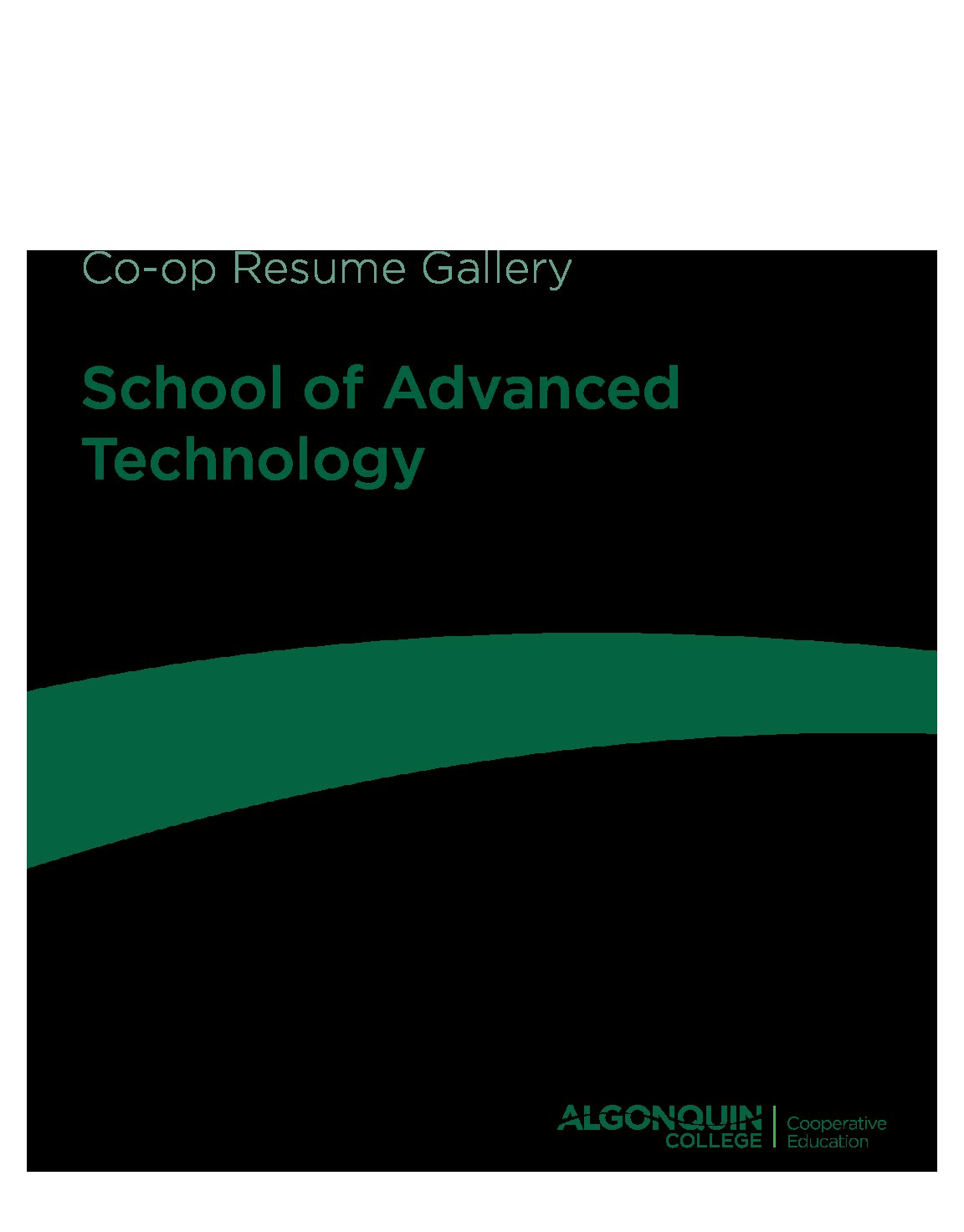 School of Advanced Technology - Resume Gallery - Co-op & Career Centre