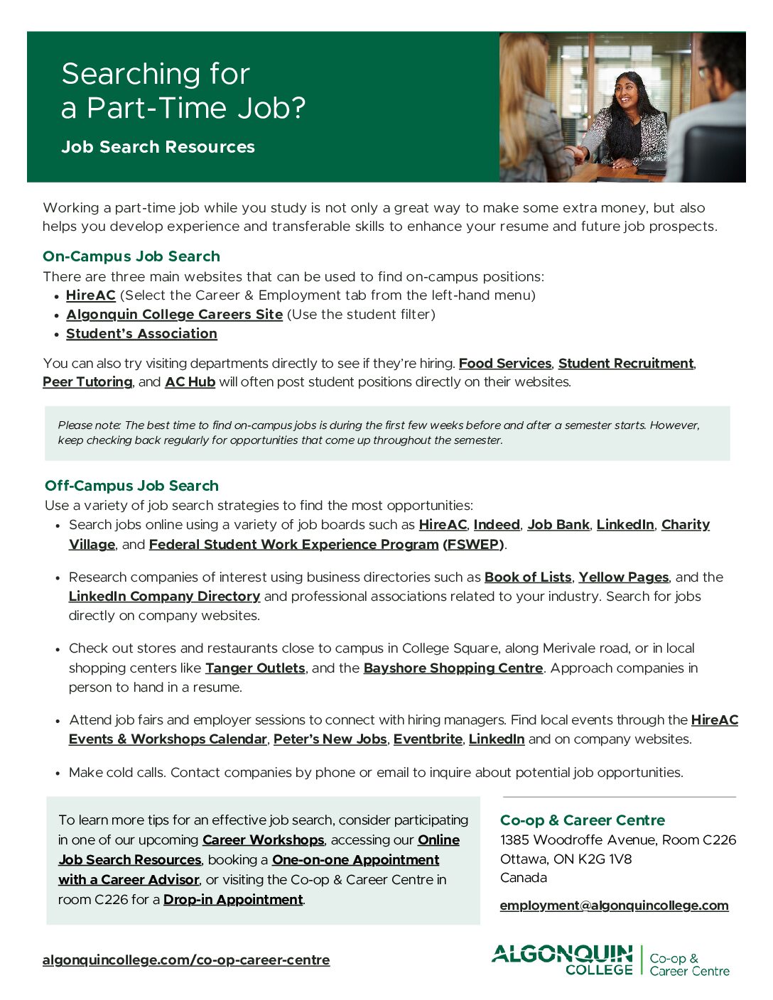 S24-CCC-Job-Search-handout - Co-op & Career Centre