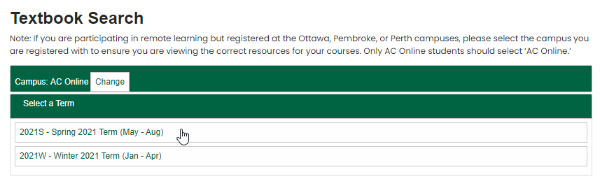 Ordering Textbooks Online | AC Online