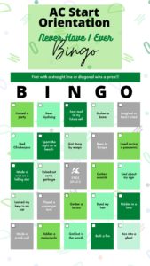 Never Have I Ever Bingo Card - Pembroke Campus