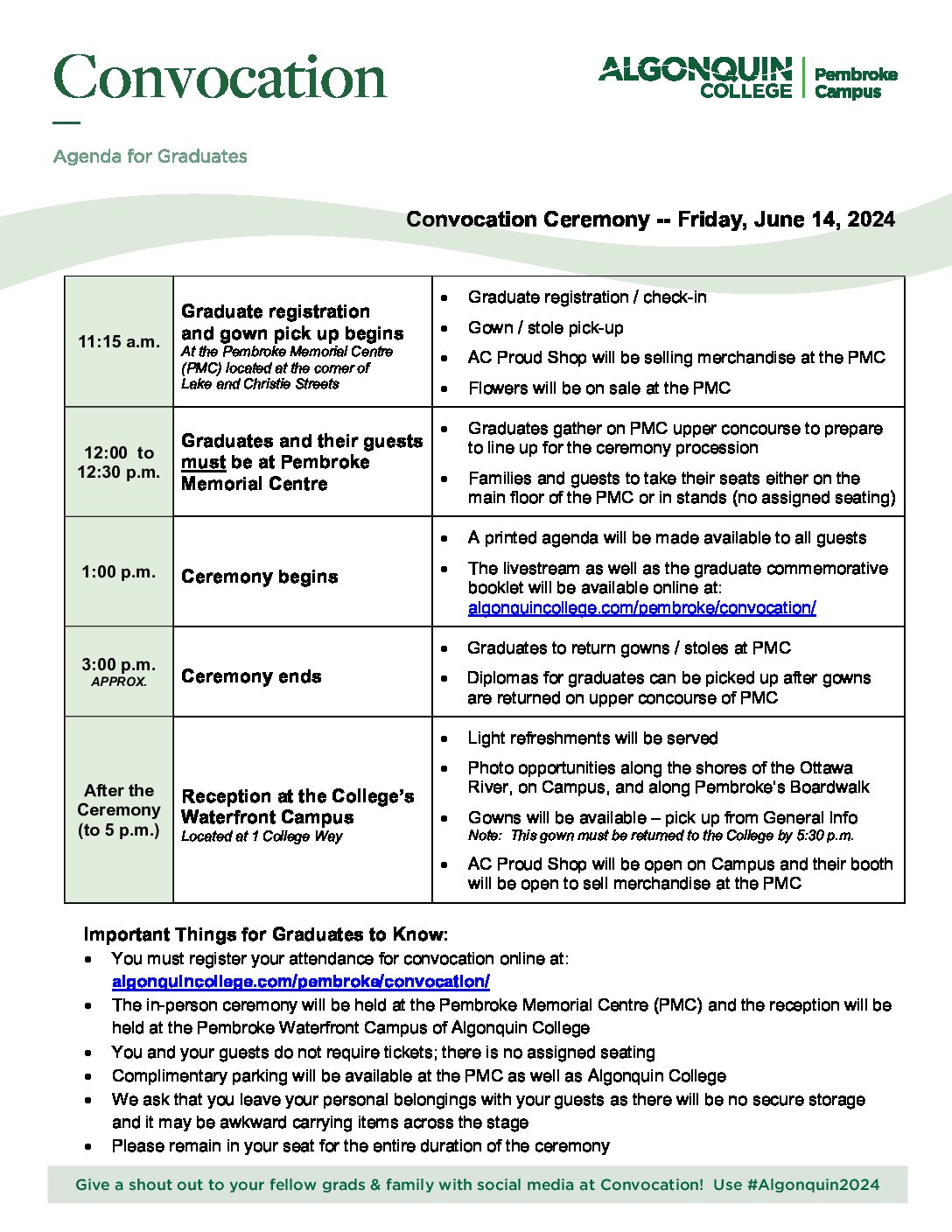 Agenda FAQ - Pembroke Graduates 2024 - Pembroke Campus Agenda FAQ - Pembroke Graduates 2024 - Pembroke Campus