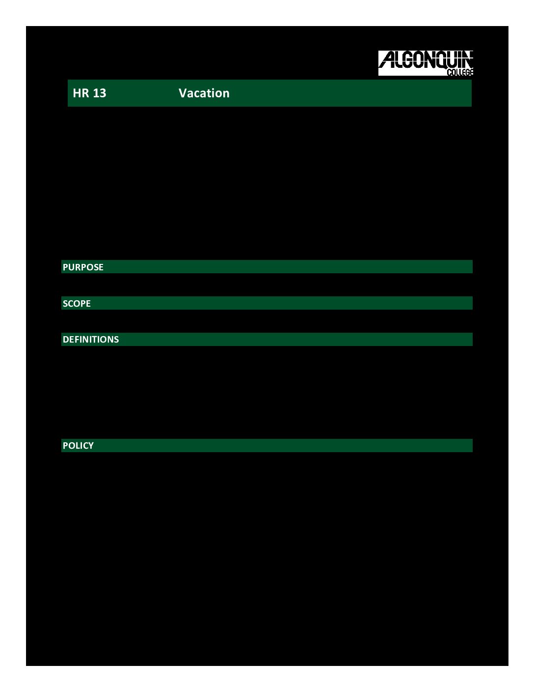 HR13 | Corporate Policies