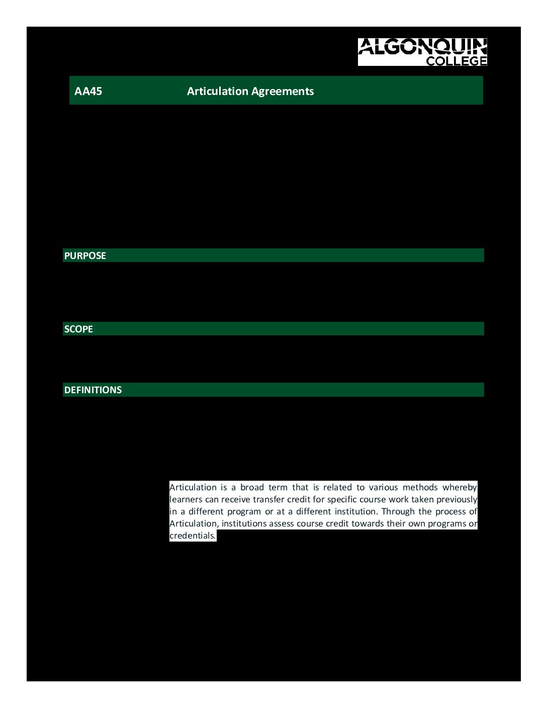 AA45 | Corporate Policies