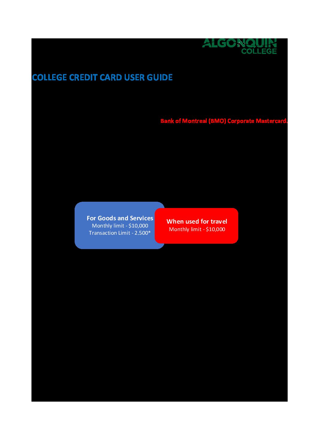 BMO College Credit Card User guide_August 2021 | Procurement