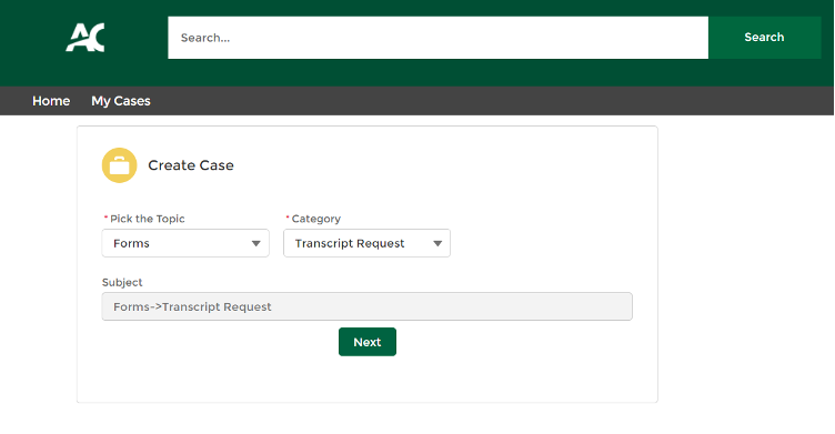 Transcript Request - Registrar's Office