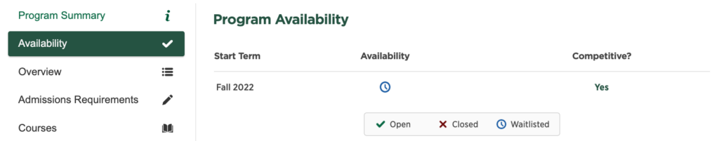 Highly Competitive Programs - Registrar's Office