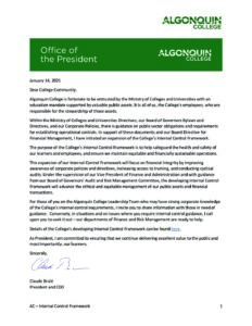 Internal Control Commitment Letter | Risk Management