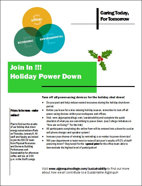 College Initiative: 2014 Annual Power Down | Sustainability