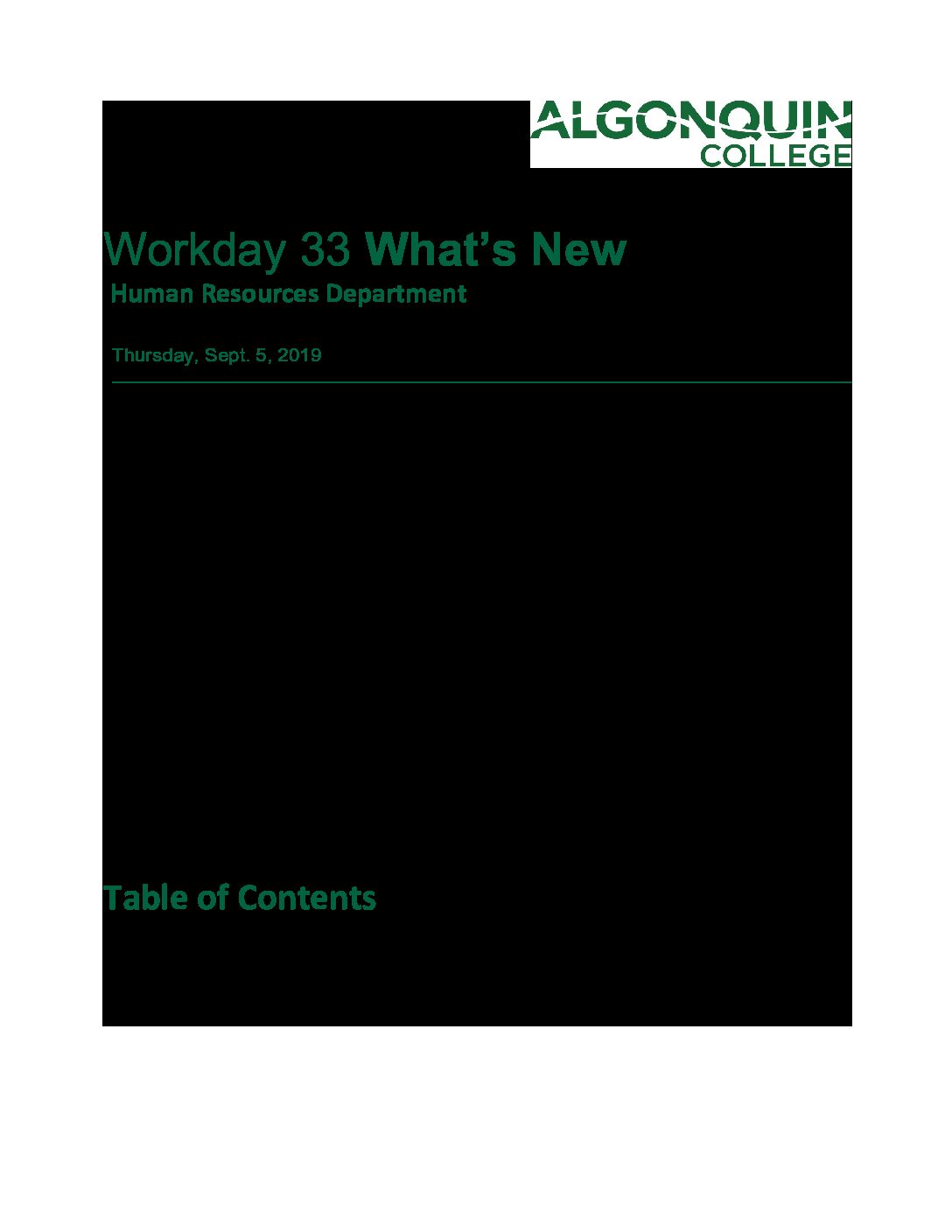 WD33 [] What's New [] Human Resources Department - Workday Support